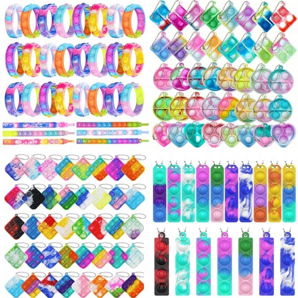 12-48PCS Mini Pop Fidget Toys Pack Keychain Fidget Toy Bulk Anti-Anxiety Stress Relief Hand Toys ...