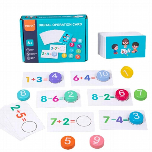 Childrens Wooden Number Board Cognitive Matching Addition Subtraction ...