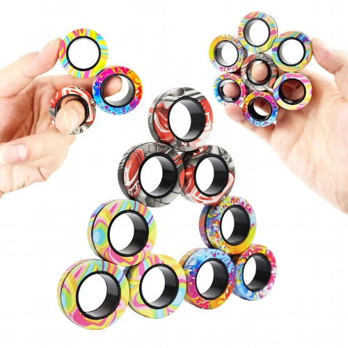 9pcs Finger Magnetic Rings Colorful Fidget Toy Set Adult Magnets ...