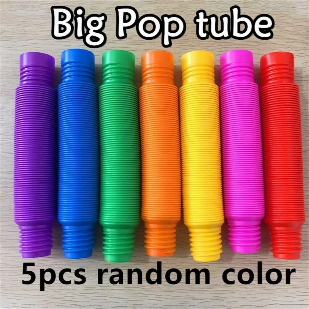 5 Pcs Large Pop Tubes Sensory Fidget Toys Jumbo Pops Tube Pipe Bulk ...