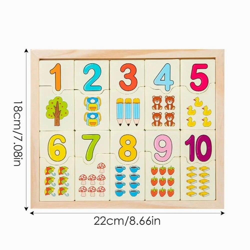 Number Puzzle Board Matching Game And Counting Matching Board Wooden ...