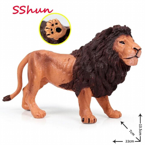 22*7*13.5CM Solid Simulation Wild Animal Model Zoo Lion Large Male Lion ...