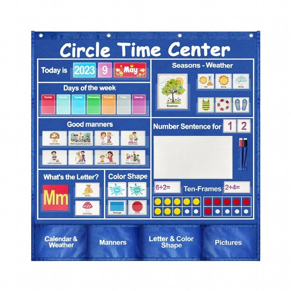 Educational Pocket Chart Counting Letter Pictures Numbers Pocket Chart ...