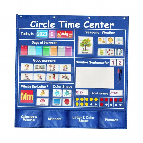 Educational Pocket Chart Counting Letter Pictures Numbers Pocket Chart ...