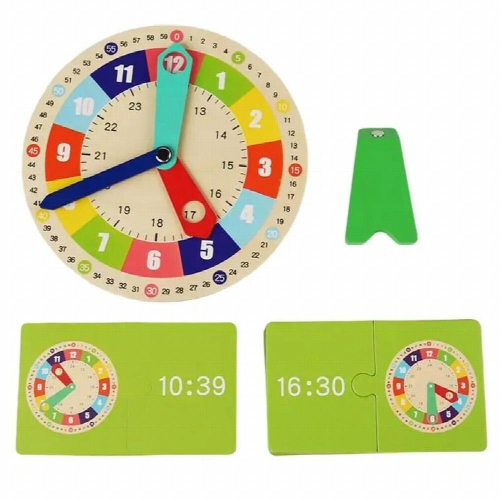 Montessori Clock Learning Toy for Children Wooden Digital Clock Time ...