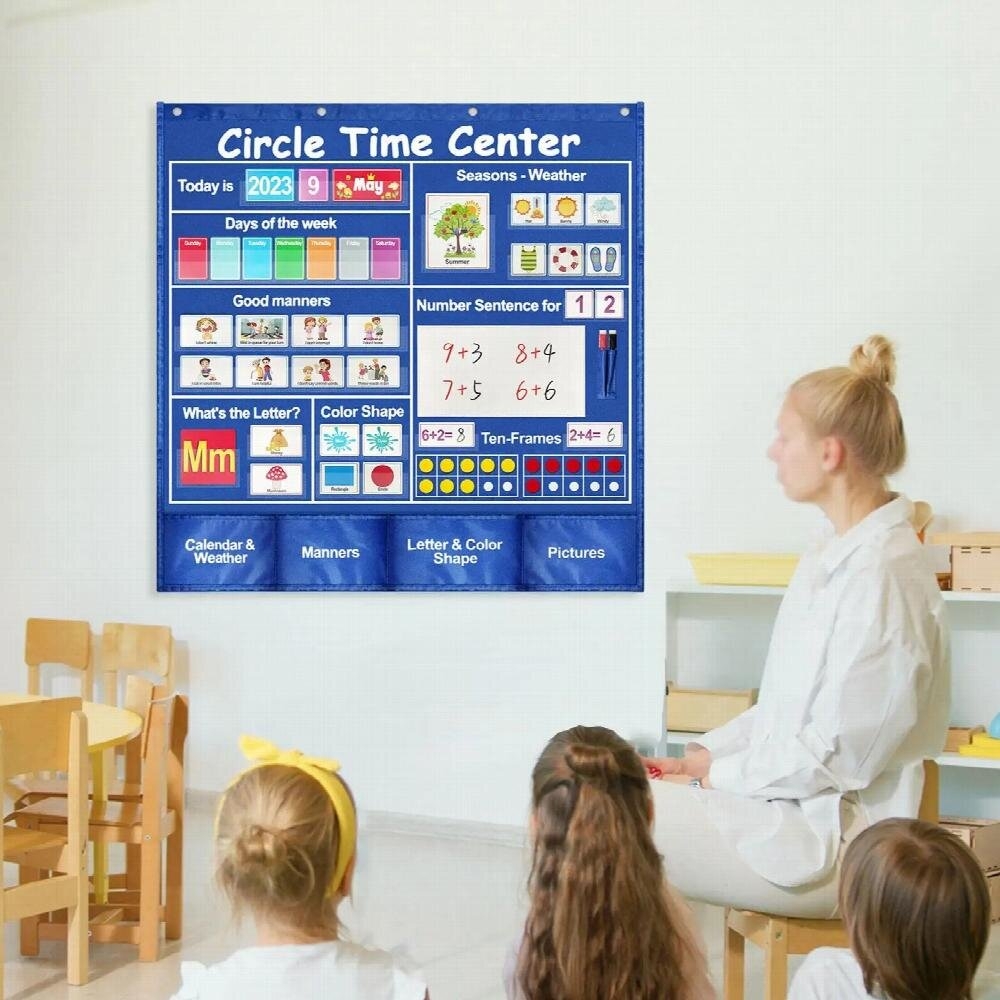 Educational Pocket Chart Counting Letter Pictures Numbers Pocket Chart ...
