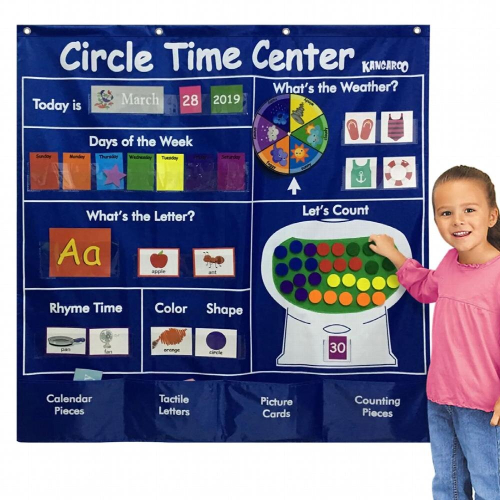 Kids Circle Time Center Pocket Chart Set Child Educational Learning ...