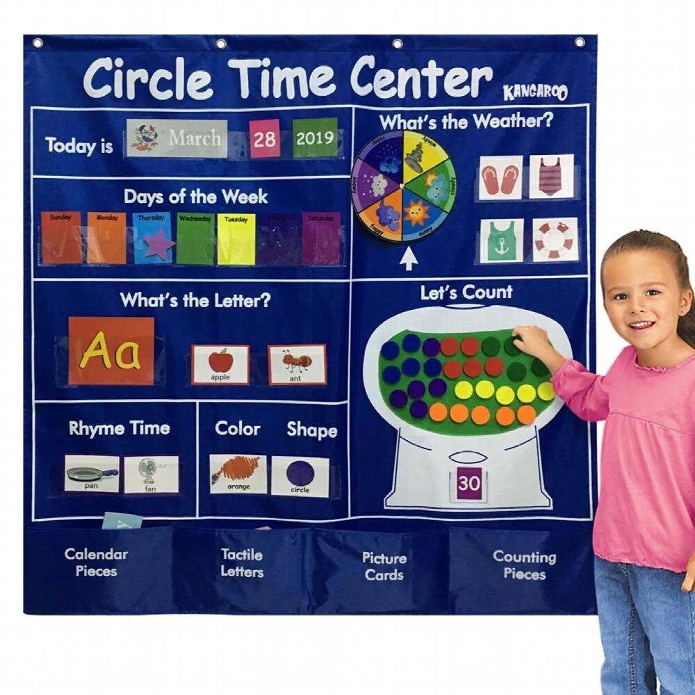 Kids Circle Time Center Pocket Chart Set Child Educational Learning ...