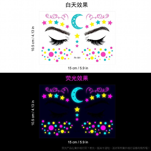 Temporary Tattoos Stickers Music Fluorescent Butterfly Waterproof Face ...