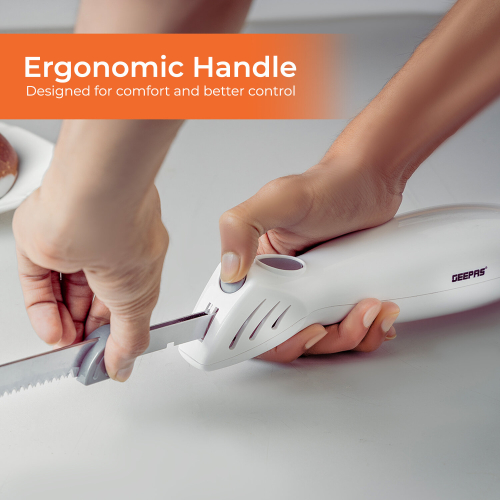 Geepas 100W Electric Knife Serrated Carving Knife, Single Start Button ...