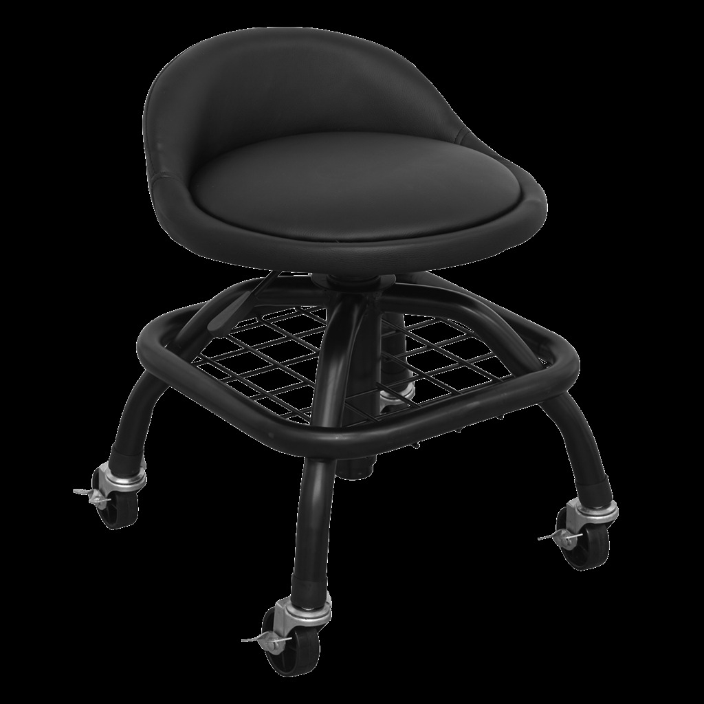 Creeper Stool Pneumatic with Adjustable Height Swivel Seat & Back Rest ...