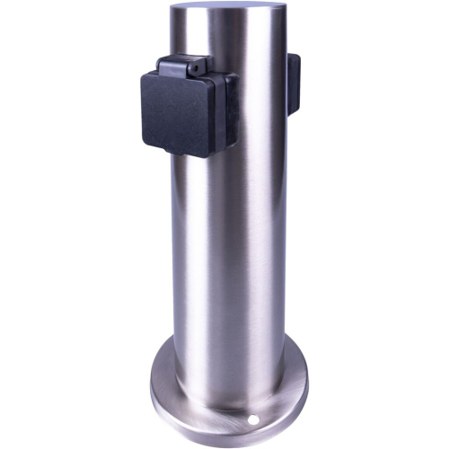 Outdoor Chrome Twin Mains Socket Post - Perfect for outdoor garden ...