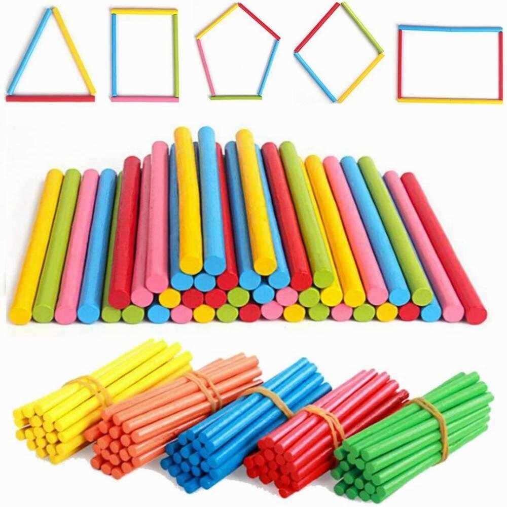 100pcs Colorful Bamboo Counting Sticks Mathematics Montessori Teaching ...