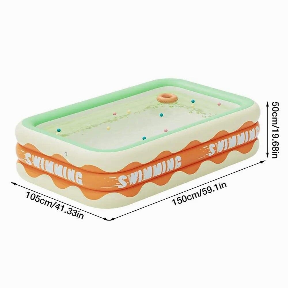 Inflatable Pool Kids Rectangular Collapsible Pool For Kids Paddling ...
