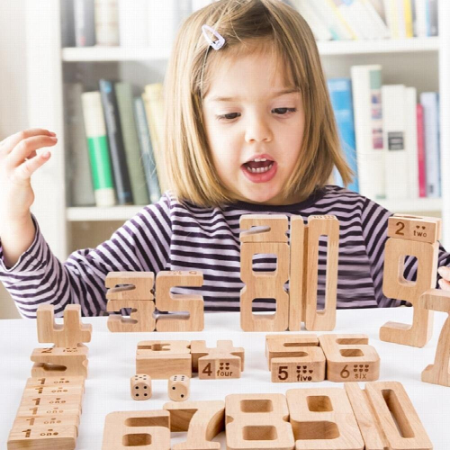 Montessori Wooden Rainbow Number Blocks Math Toys Teaching Aids Digital ...