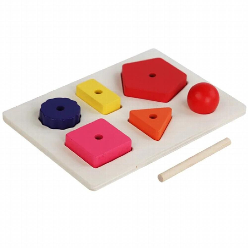 Wooden Rainbow Stacking Ring Tower Blocks Shape Matching Puzzles Jigsaw ...