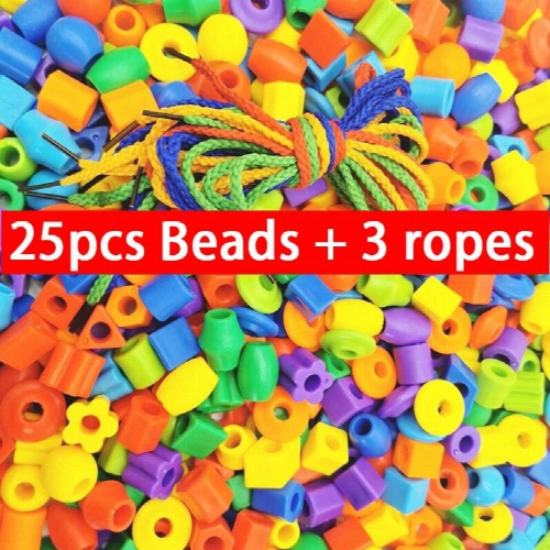 Lacing Beads Toy 25 Stringing Beads 3 Strings Educational Montessori ...