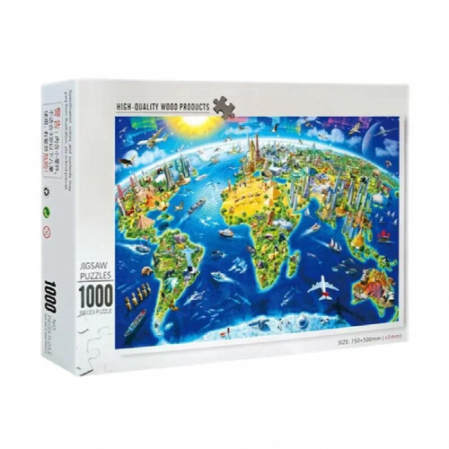 Drop Shop. 1000 Pcs/Pack World Landmarks Map Puzzle Wood Jigsaw ...