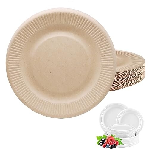 50Pack Disposable Paper Plate Heavy Duty Paper Plates 6 inch,Extra ...