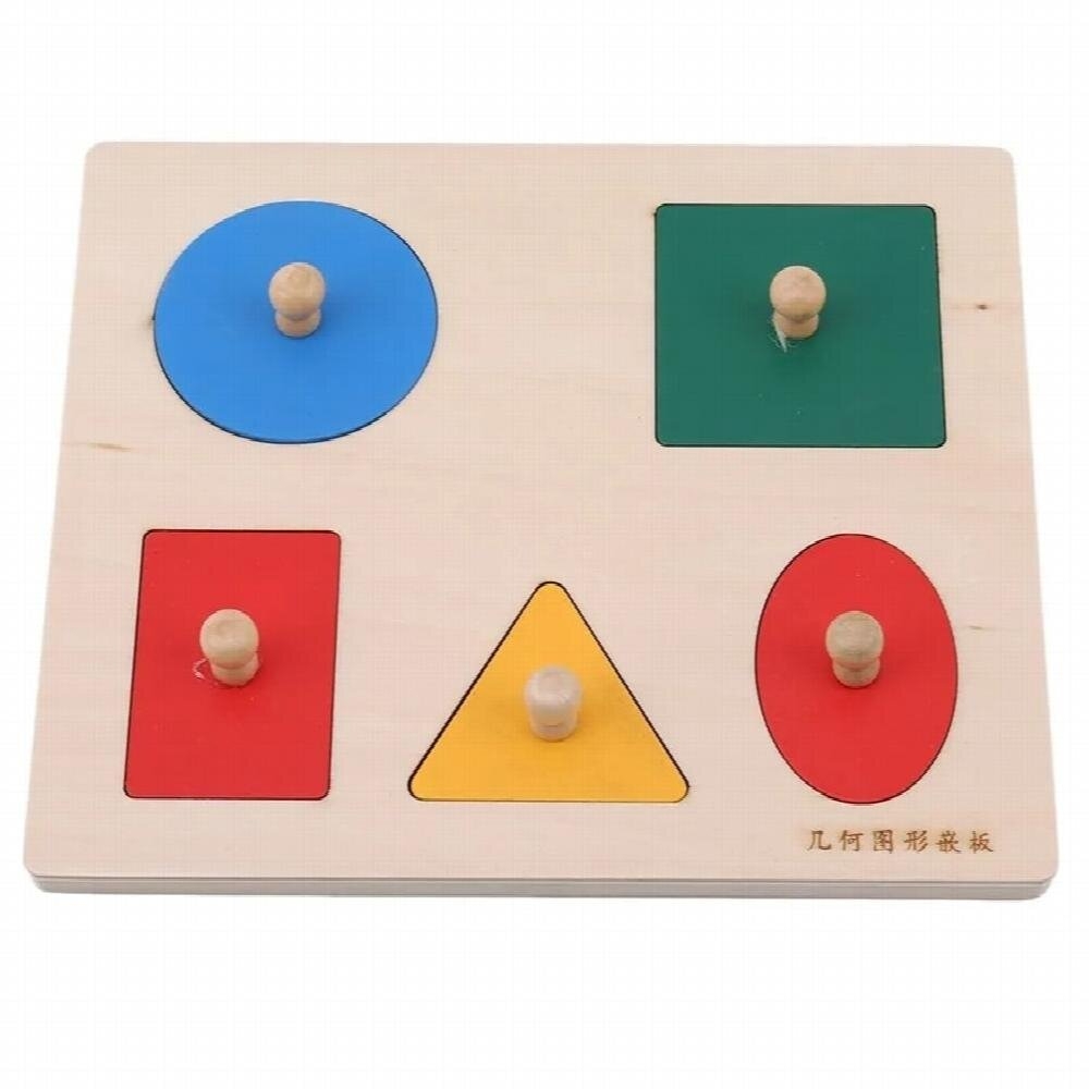Wooden Geometric Shapes Sorting Math Montessori Puzzle Colorful ...