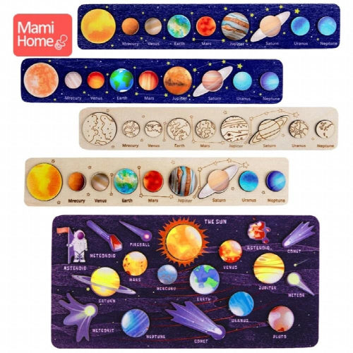 Wooden Solar System 8 Planets Puzzle Children Wooden Puzzle Games Solar ...