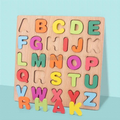Wooden Board With Colorful Alphabet Number 3d Puzzle Kids Early ...