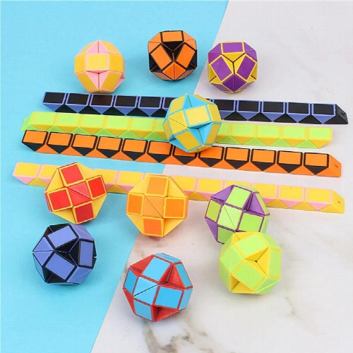 2PCS Magic Snake Ruler Puzzle Fidget Toys 24 Speed Antistress Cube ...