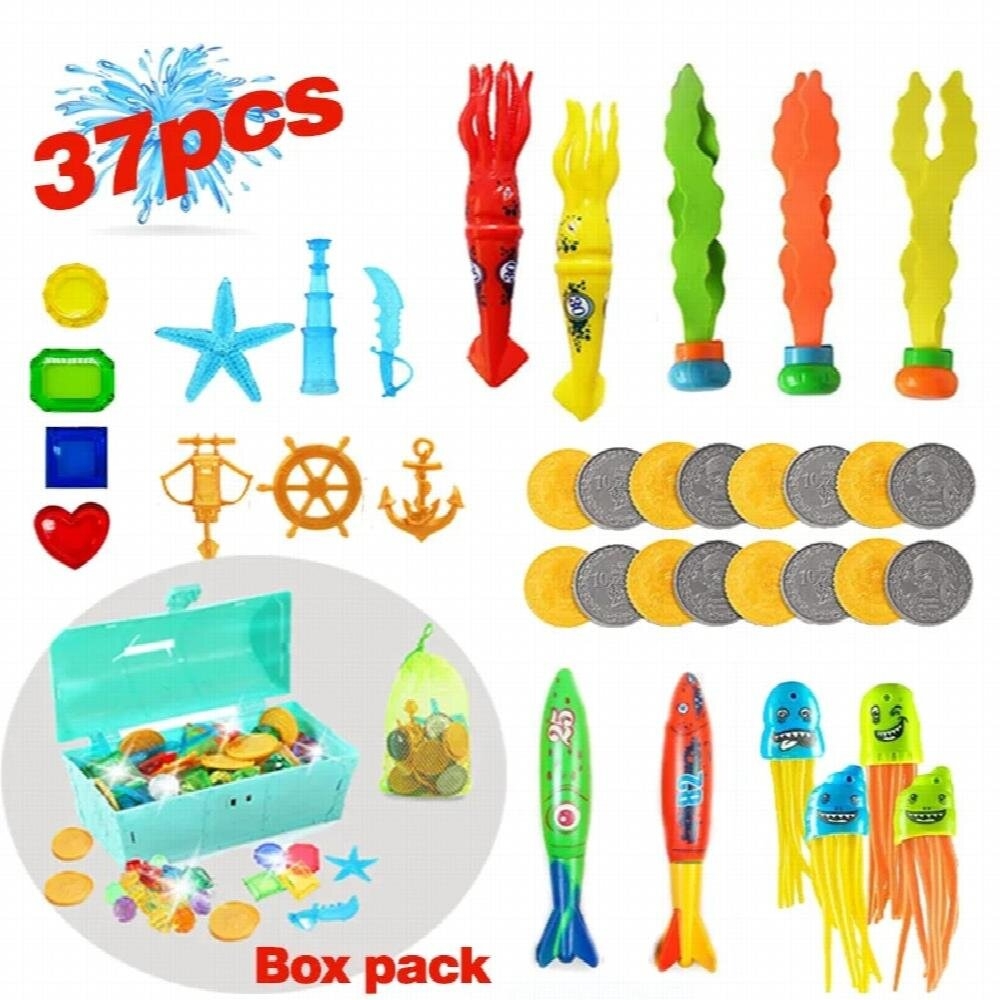 37pcs/pack Summer Diving Toys Pool Treasure Chest Torpedos Underwater ...