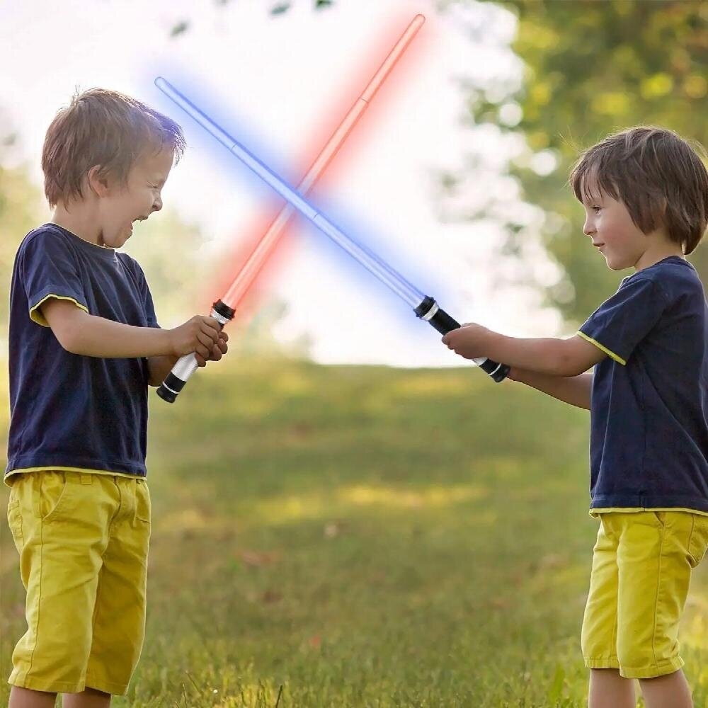 Flashing Lightsaber Laser Double Sword Toys Sound and Light for Boy ...