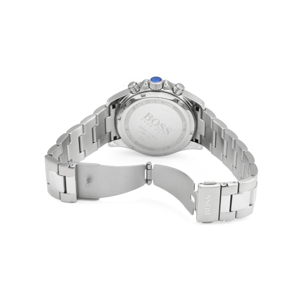 NEW HUGO BOSS 1513755 SILVER BLUE DIAL STAINLESS STEEL MEN'S WATCH on OnBuy