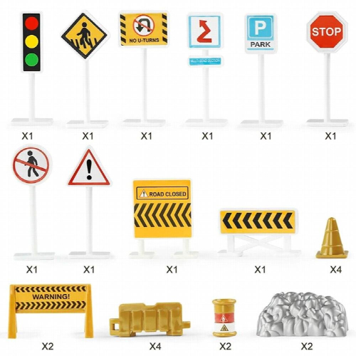 Simulation Street Road Car Traffic Signs Playset Traffic Game Scene Toy ...