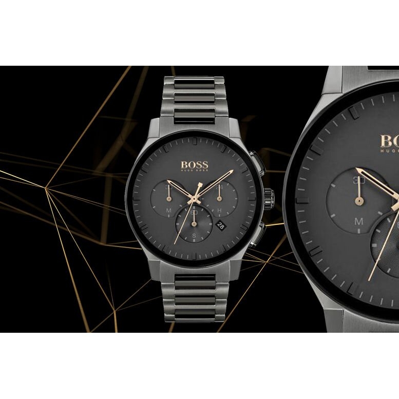NEW HUGO BOSS GRAND PRIX 1513814 STAINLESS STEEL ALL BLACK MENS WATCH ...