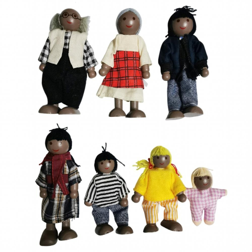 1 Set Wooden Doll African Family People Wood Puppets Dolls Kid Pretand ...