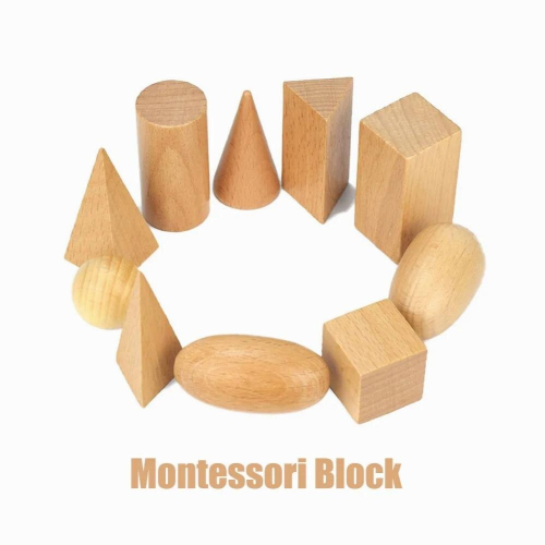 3D Shapes Geometry Blocks Bricks Wooden Geometric Solids Montessori ...