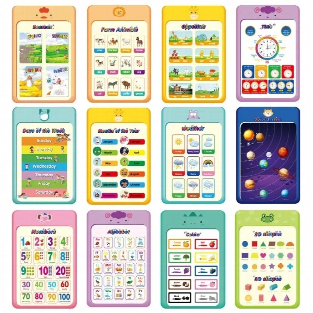 A3 Set English Learning Poster Colors Months Numbers Animals Alphabet ...