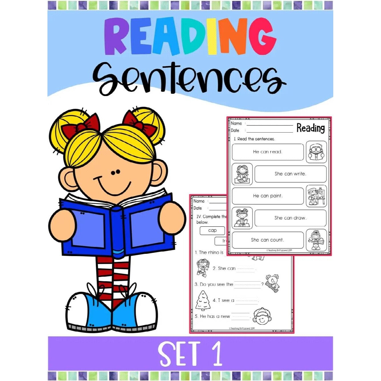 Reading Sentences Sets Worksheets Preschool Learn English Reading Books ...