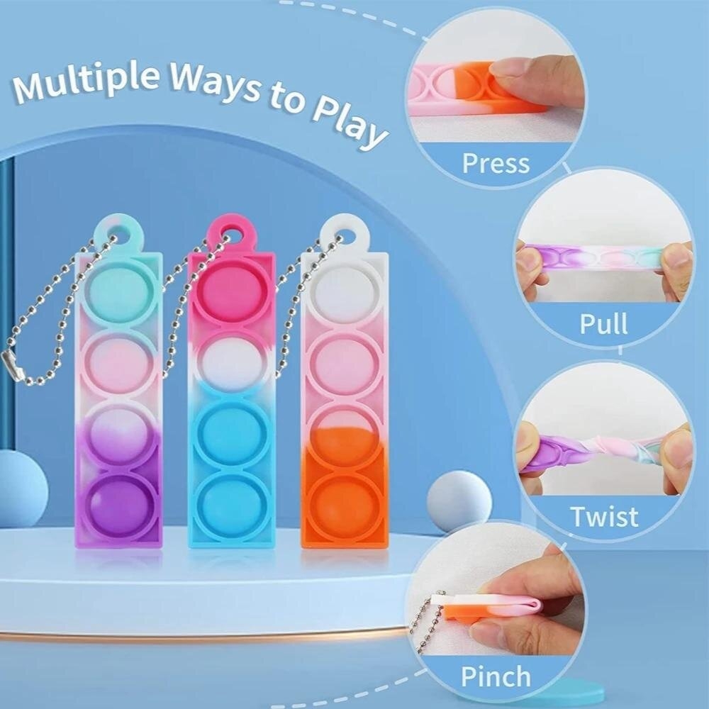 20PCS Mini Pop Keychain Bubbles Party Favors Fidget Toys Stress Relief ...