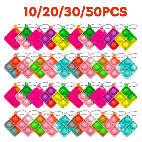 10/20/30/50PCS Mini Push Fidget Toy Pack Keychain Fidget Toy Bulk Anti ...