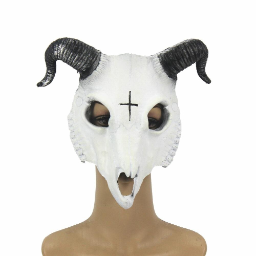 Goat Mask Halloween Goat Mask Carnival Party Full Face Animal Goat Horn ...