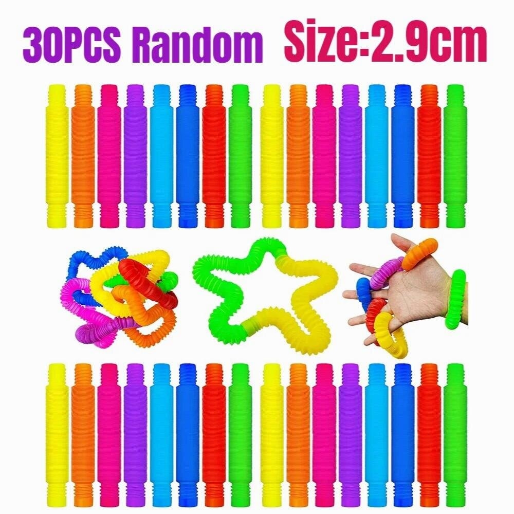30Pcs 19/29mm Pop Tube Sensory Fidget Toys Fidget Tubes for Stress ...