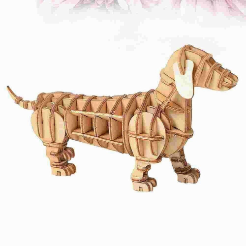 Wooden Dog Puzzle Kit Manual 3D Model Assembling Toy Suite Bamboo Parent-child Jigsaw Puzzles ...
