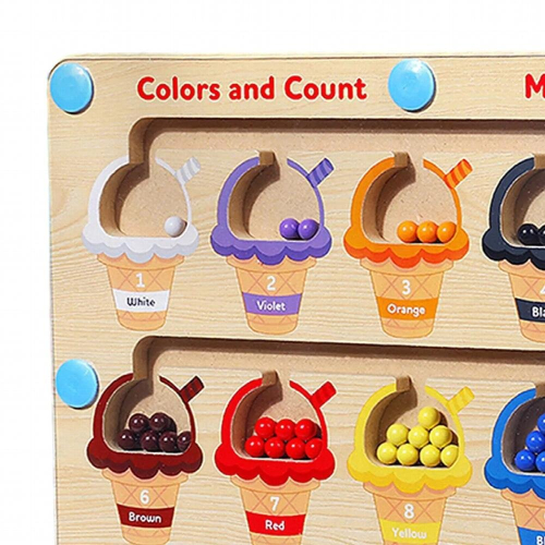Wooden Matching Learning Counting Puzzle Board Fine Motor Skills Bead ...