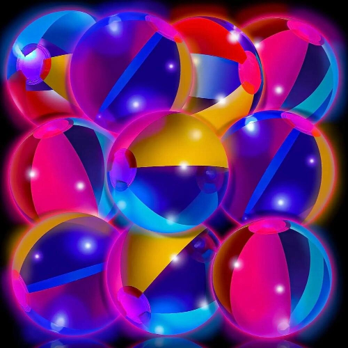 12 PACK Floating Inflatable LED Glow in The Dark Beach Ball Toy ...