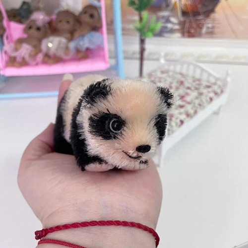5inch Full-body Soft Silicone Reborn Animal Panda Panda Hand-Rooted ...