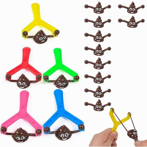 5 Slings + 20 Poops Mini Rubber Slingshot Flying Poop Toys Funny ...