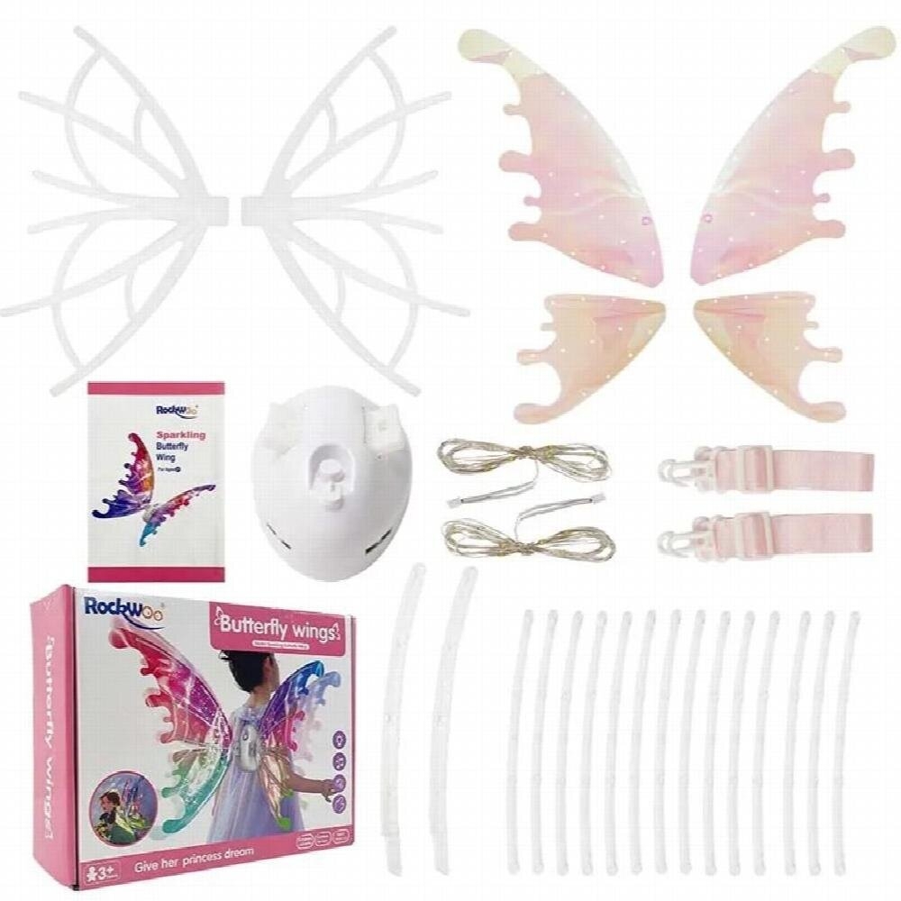 Glowing Fairy Butterfly Wings with Lights Costume Girls Dress Up Moving ...