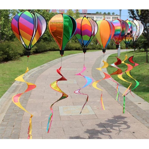 hot air balloon rainbow spiral windmill colorful wind rotator tent kite ...
