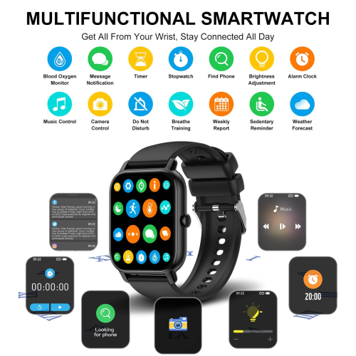 1.85-inch smart watch, call function, heart rate/sleep monitoring ...