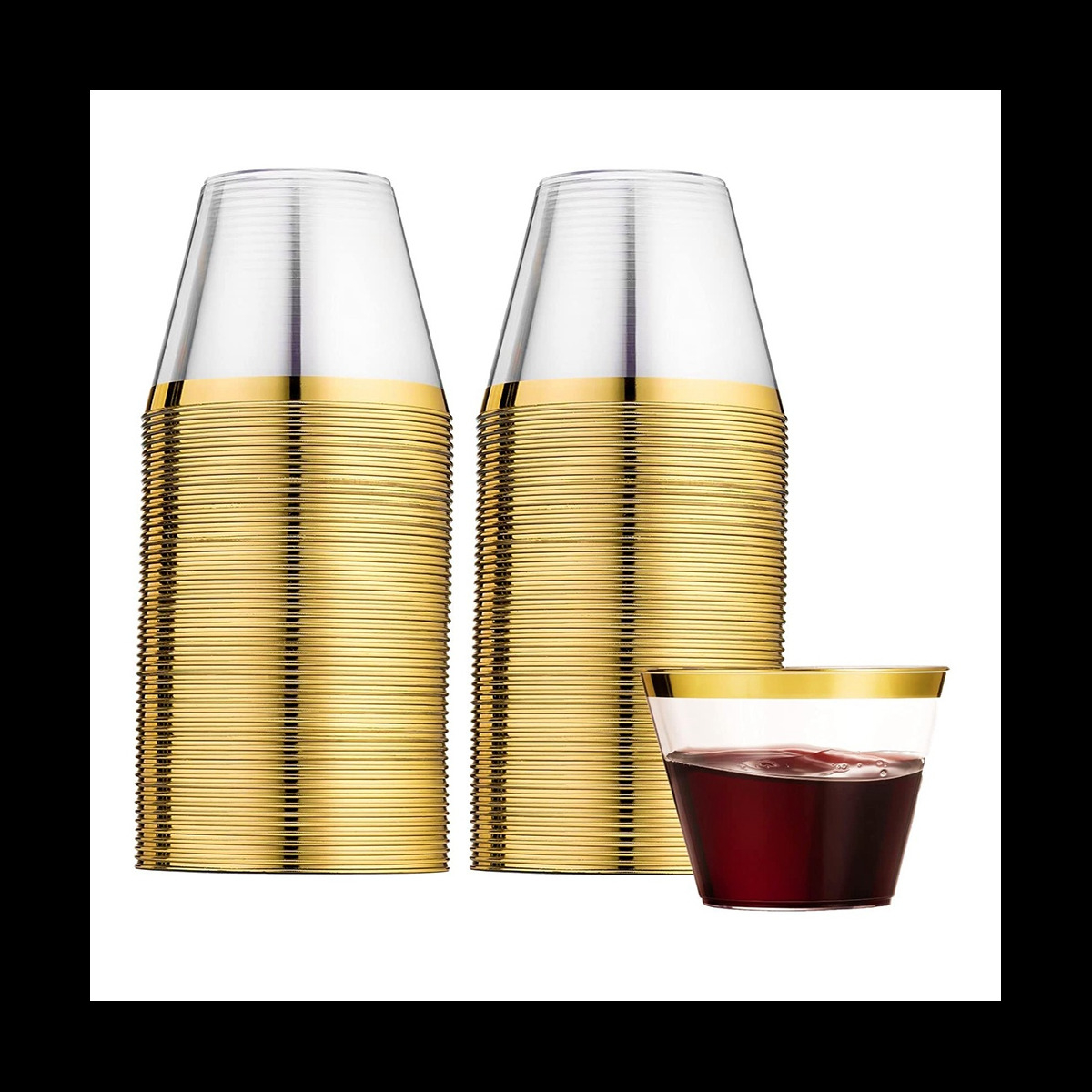 Gold Rimmed Plastic Cups, Plastic Tumblers Reusable Drink Cups Party ...