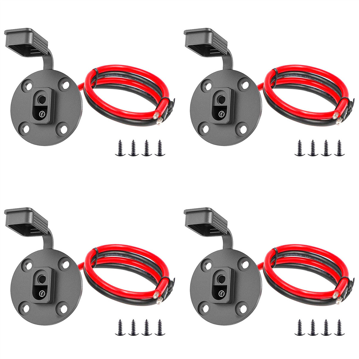 4x Solar Weatherproof SAE Socket Sidewall Port, SAE Cable Quick Connect ...